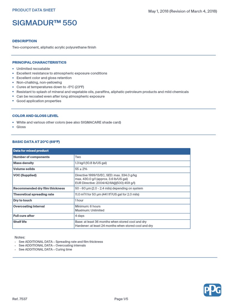 Sigmadur™ 550: Product Data Sheet | PDF | Paint | Nature