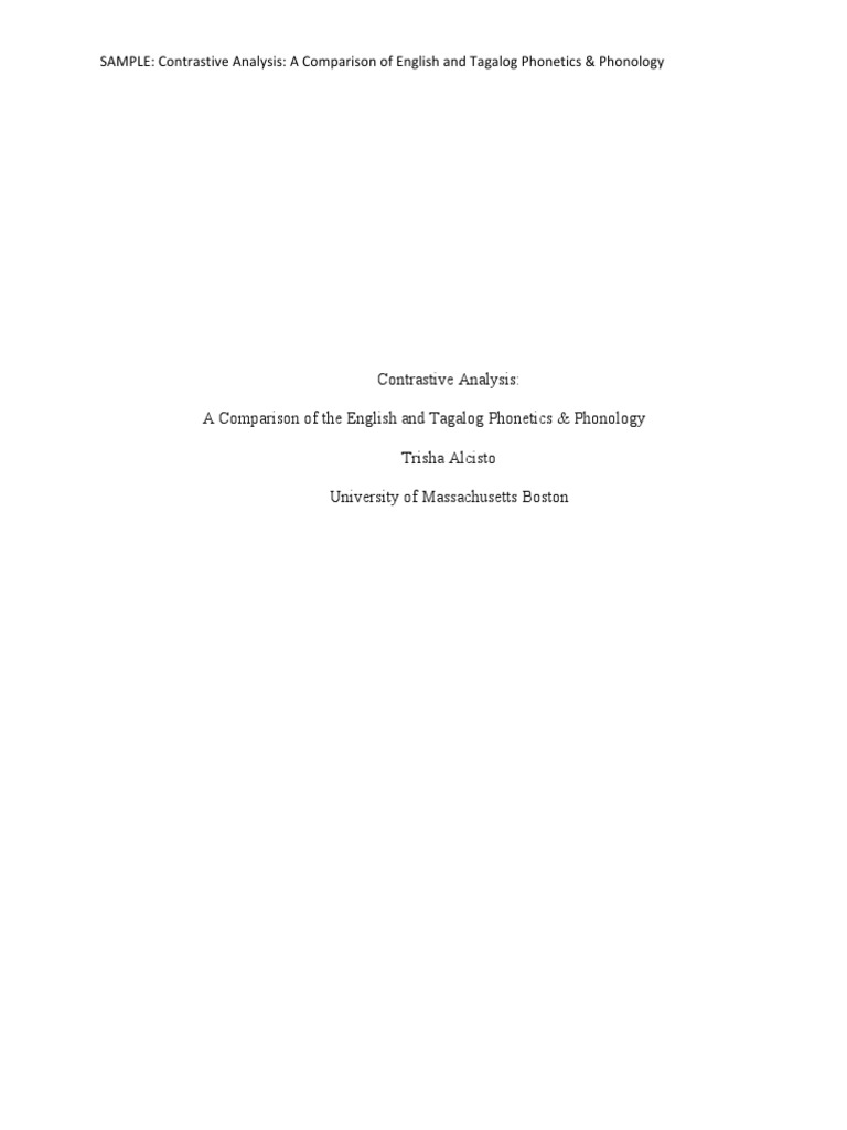 Contrastive Analysis - A Comparison of The English and Tagalog ...