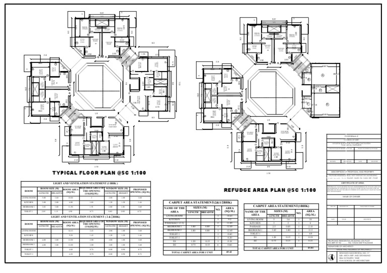 Typical Floor Plan @SC 1:100: Carpet Area Statement (1Bhk) Carpet Area ...