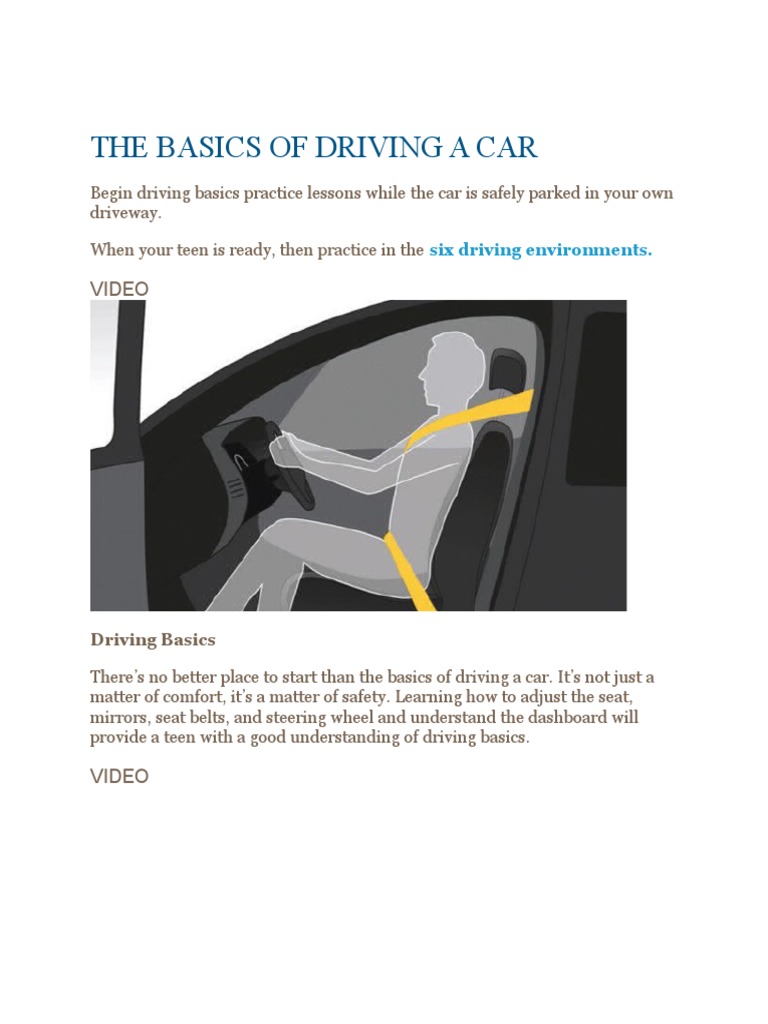 The Basics of Driving A Car: Video | PDF | Seat Belt | Wheeled Vehicles