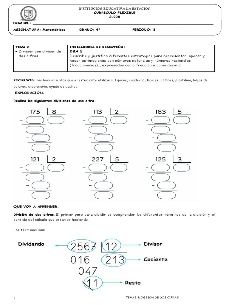 Tema 2 Division de Dos Cifras. | PDF | División (Matemáticas) | Aritmética