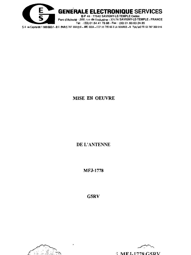 MFJ 1778 (G5RV) | PDF | Antenne (Radio) | Télécommunications