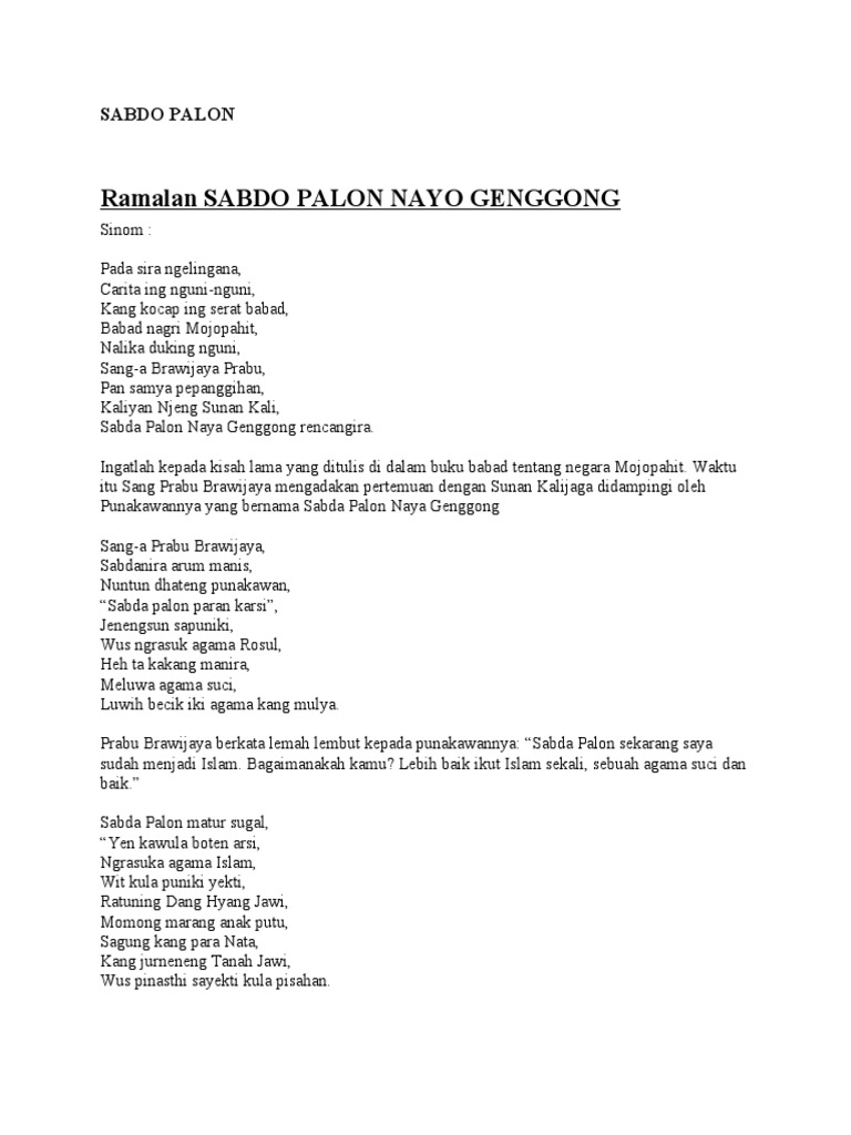 Sabdo Palon | PDF