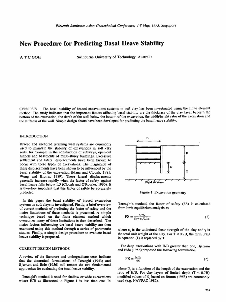 11SEAGC1993 New Procedure For Predicting Basal Heave Stability | PDF ...
