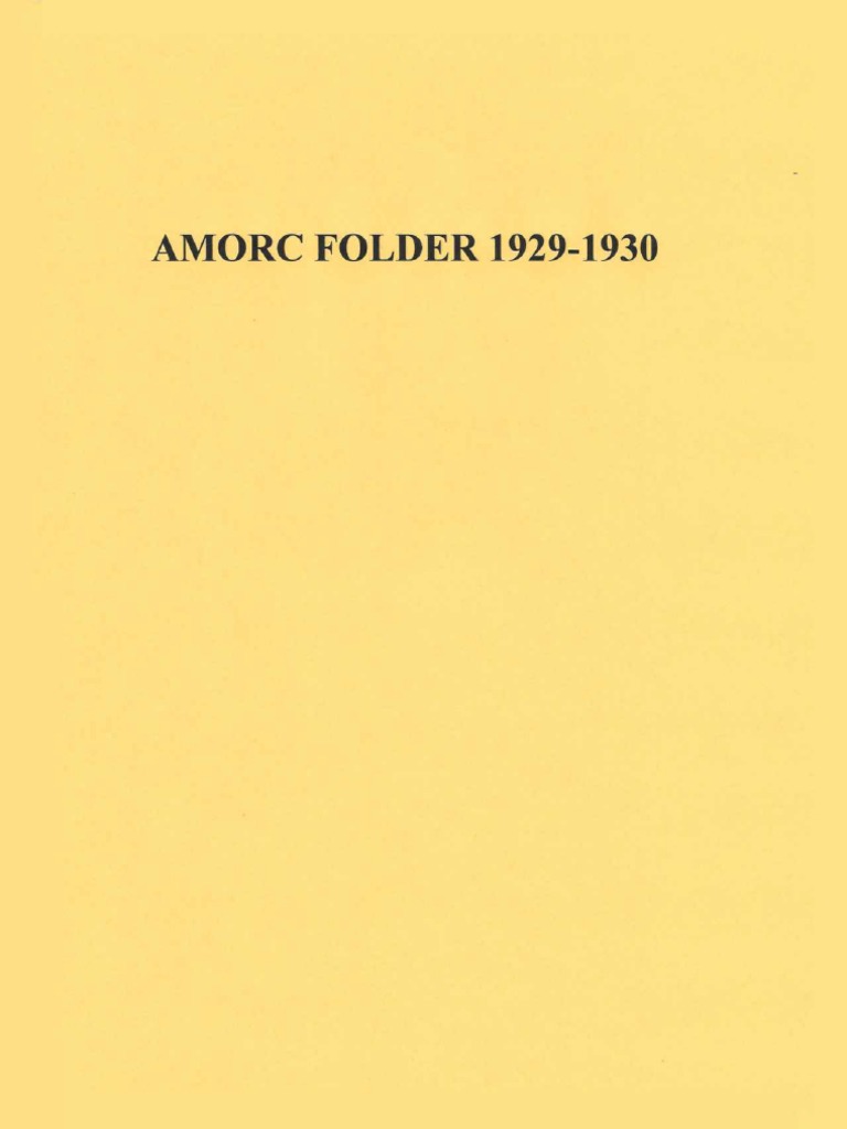 Amorc Folder 1929-1930 (Revised) | PDF | Witchcraft