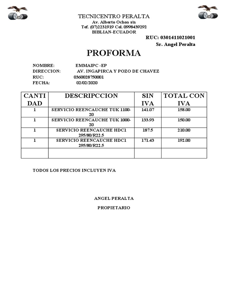 Proforma Emmaipc Llantas | PDF