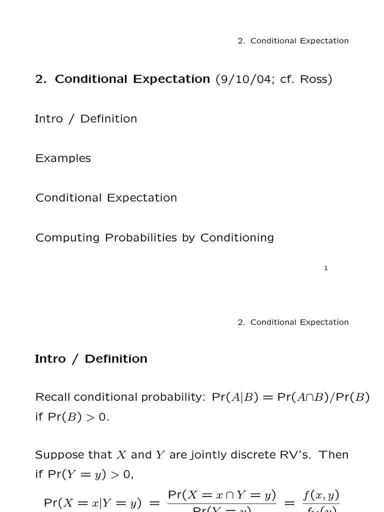 Conditional Expectation | PDF | Expected Value | Probability Density ... Conditional Expectation | PDF | Expected Value | Probability Density ...