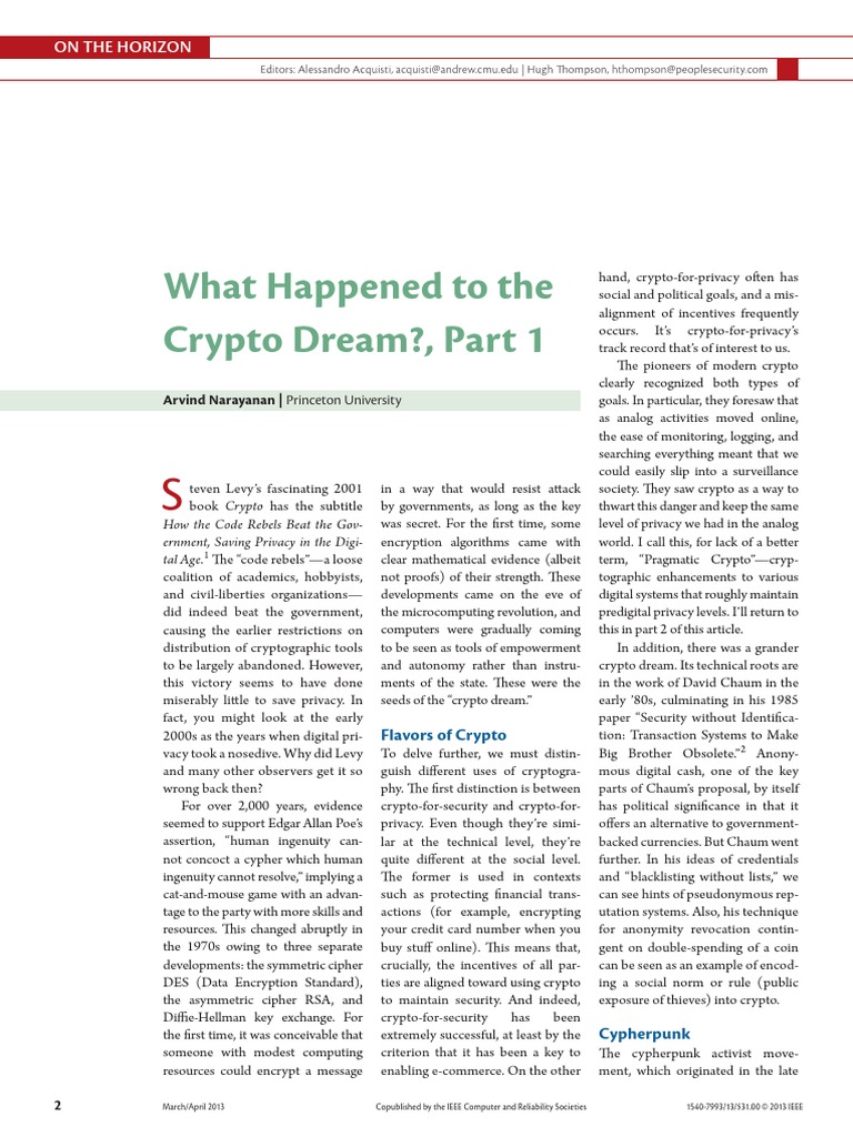 What Happened To The Crypto Dream?, Part 1 | PDF | Cryptocurrency ...