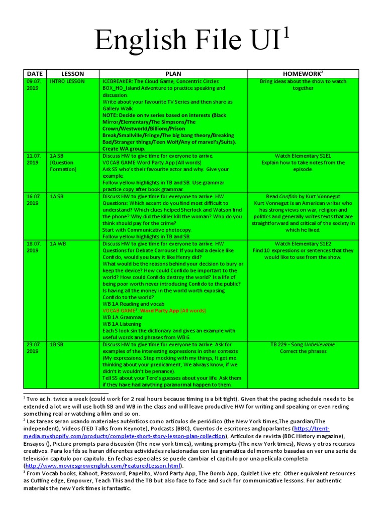 English File UI1 Lesson Plans | PDF | Vocabulary | Adverb