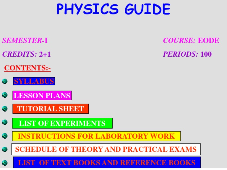 Physics Course Guide for Semester I | PDF