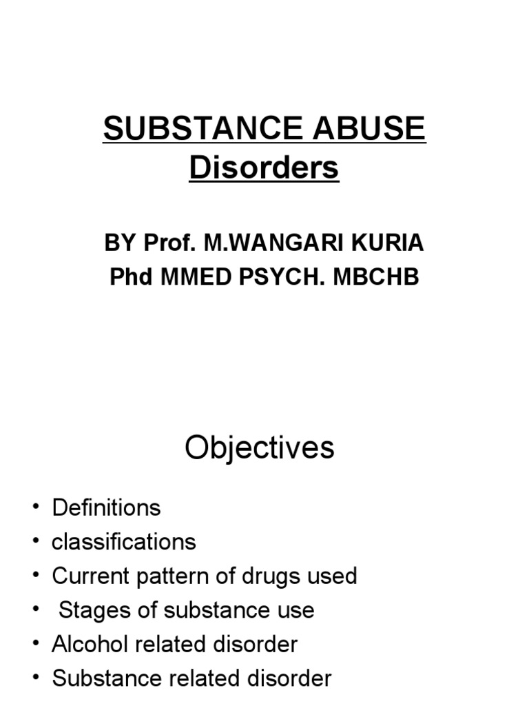 Substance Abuse Disorders: An Overview of Definitions, Classifications ...