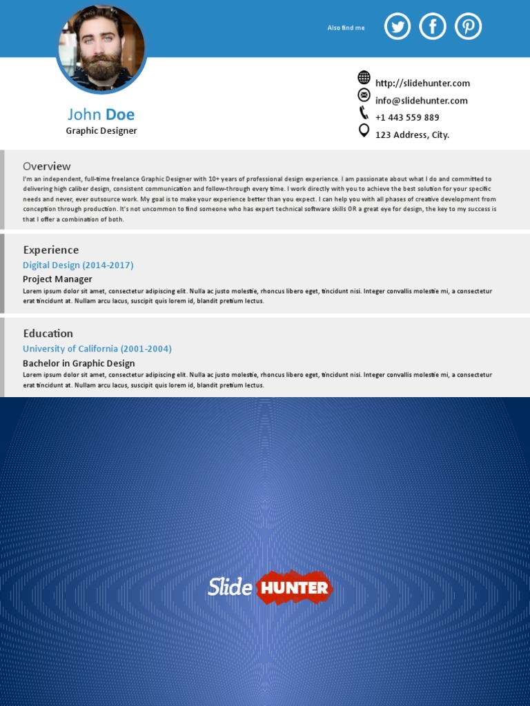 9113 One Slide Resume Template | PDF