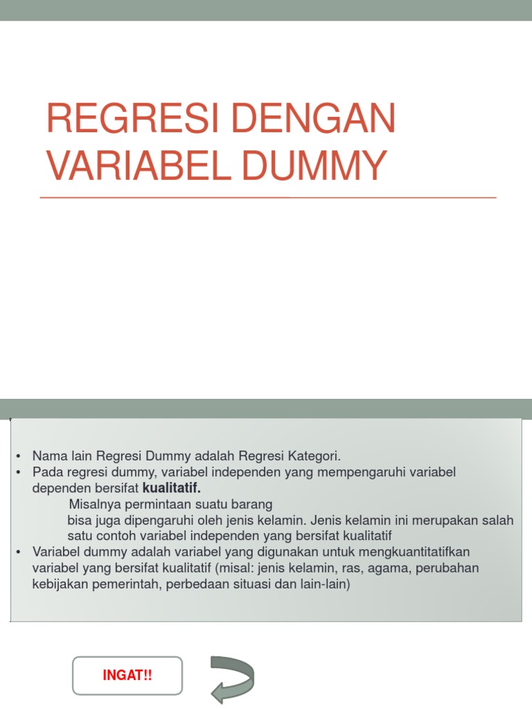 Regresi Dummy: Analisis Variabel Kualitatif | PDF