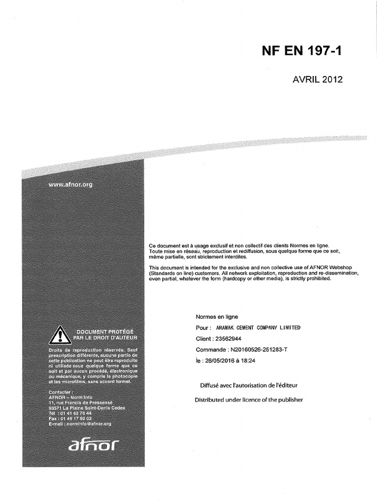 BS-NF en 197-1 (2012) | PDF
