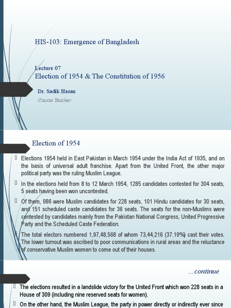 HIS103 Lec 07 Election 1954 The Constitution of 1956 | PDF | Government ...