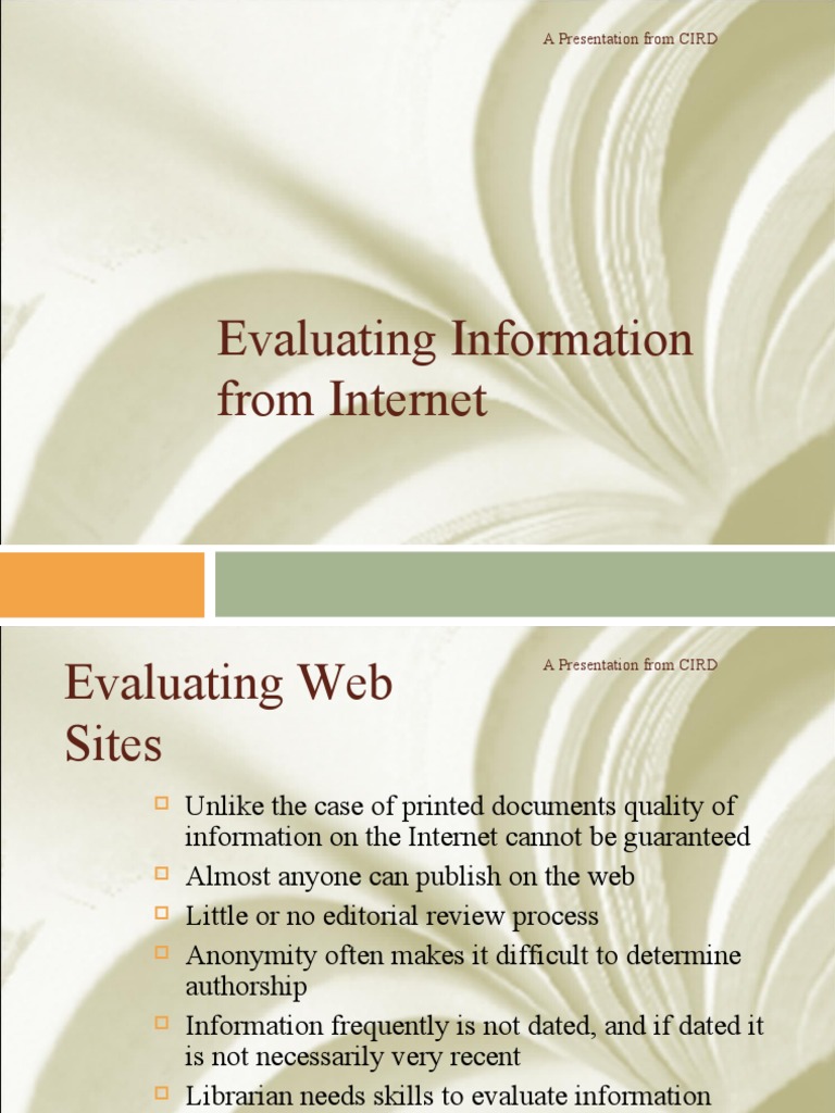 Evaluating Teh Internet | PDF | Websites | World Wide Web