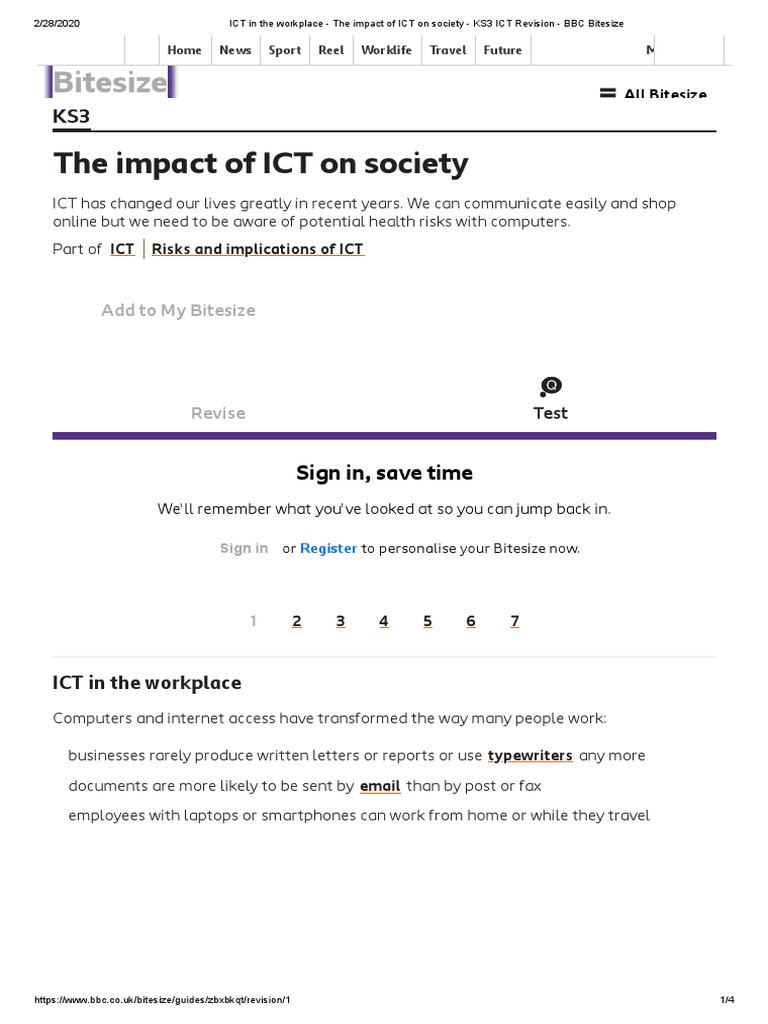 ICT in The Workplace - The Impact of ICT On Society - KS3 ICT Revision ...