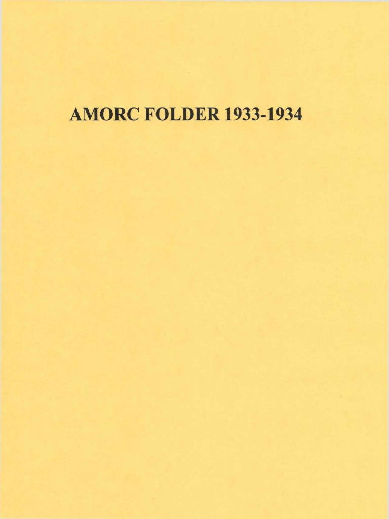 Amorc Folder 1933-1934 (Revised) | PDF