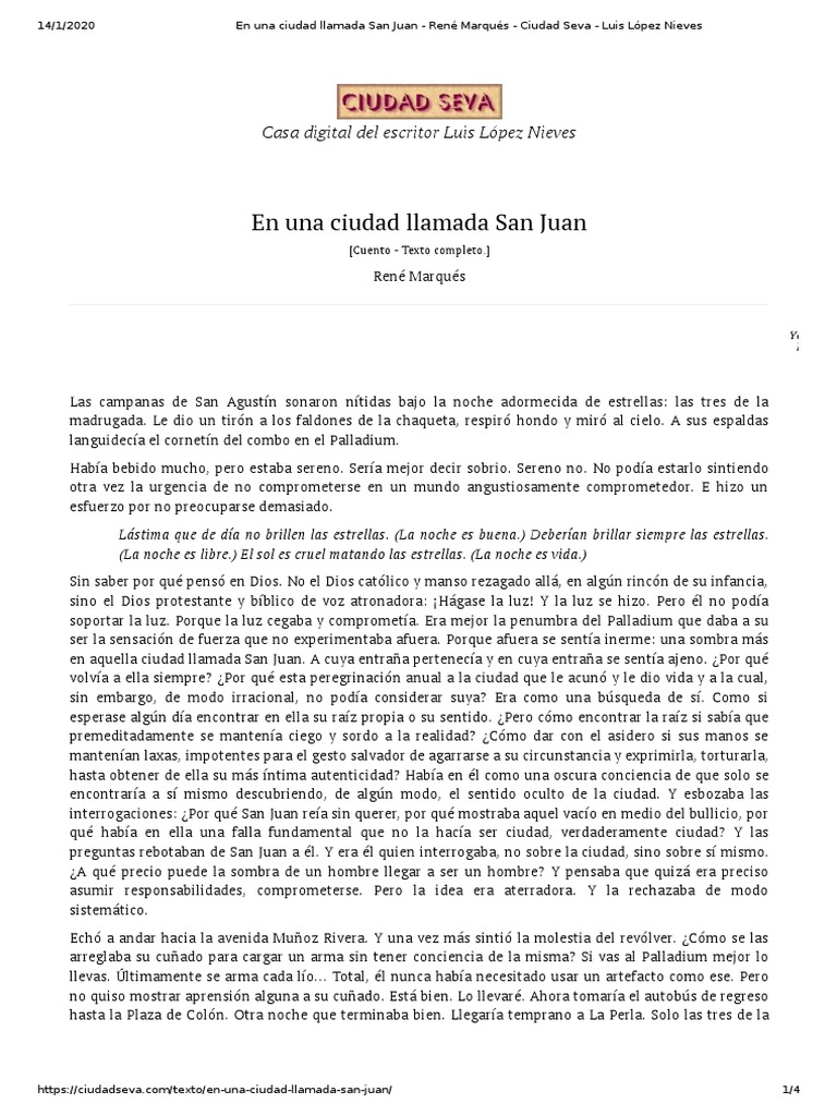 RENÉ MARQUES - en Una Ciudad Llamada San Juan | PDF | Naturaleza