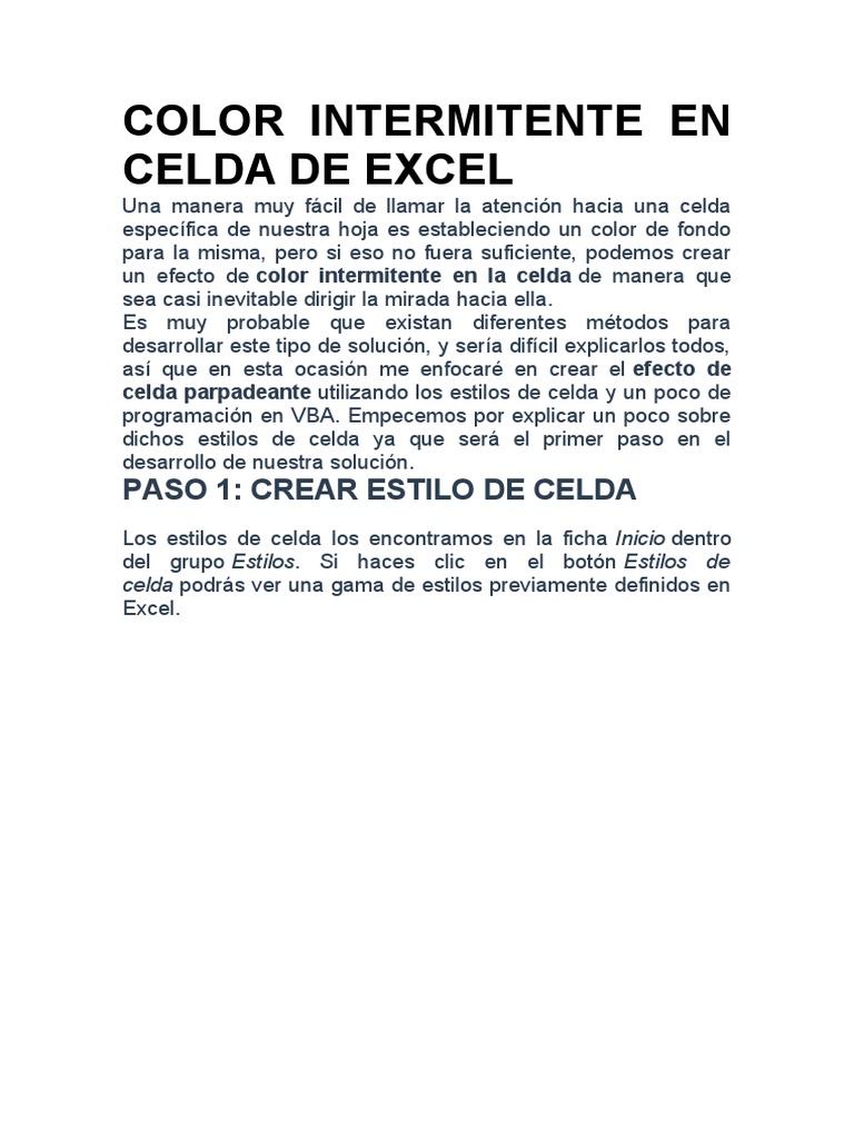 Color Intermitente en Celda de Excel | PDF | Macro (informática ...