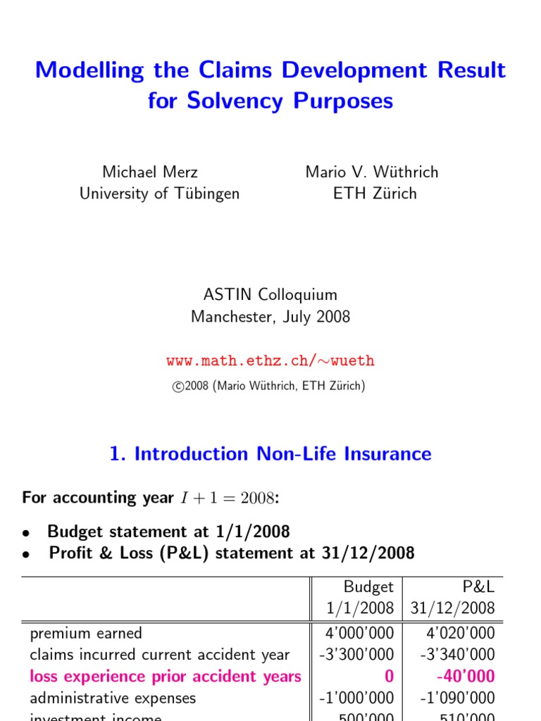 Model Solvency | PDF | Income Statement | Insurance