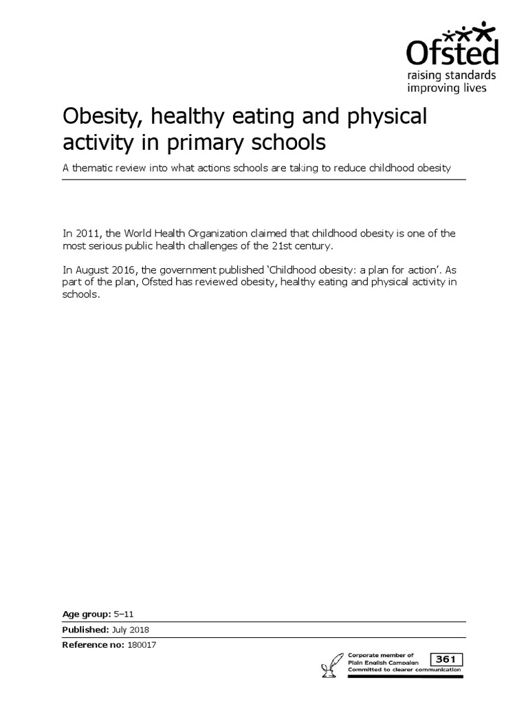 Obesity, Healthy Eating and Physical Activity in Primary Schools | PDF ...