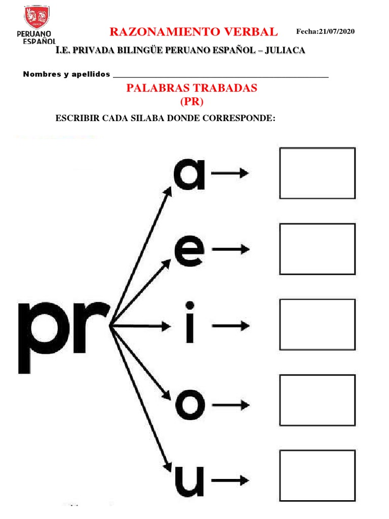 Silabas Trabadas FL - PR | PDF