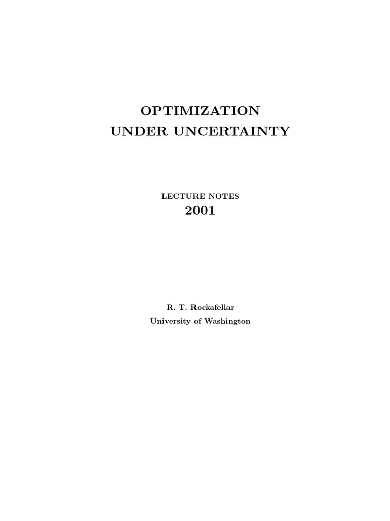 Optimization Under Uncertainty: Lecture Notes | PDF | Expected Value ...