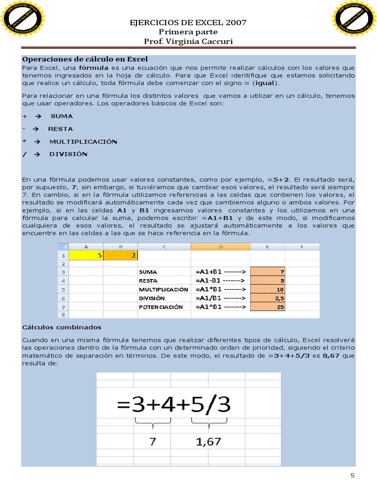 4.ejercicios Operaciones Basicas Excel | PDF | Hoja de cálculo | Microsoft Excel