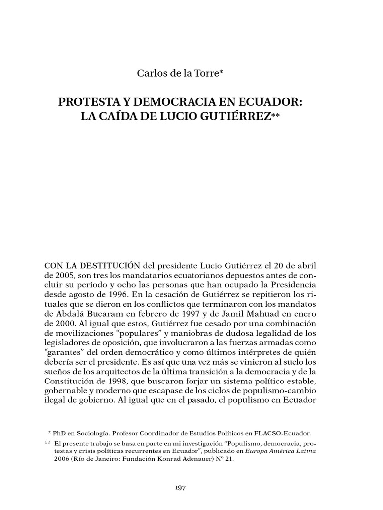 Caída de Guiterrez PDF | PDF | Ecuador | Democracia