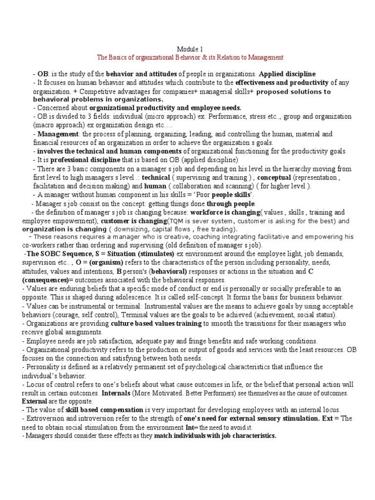 Module 1 The Basics of Organizational Behavior | PDF | Job Satisfaction ...