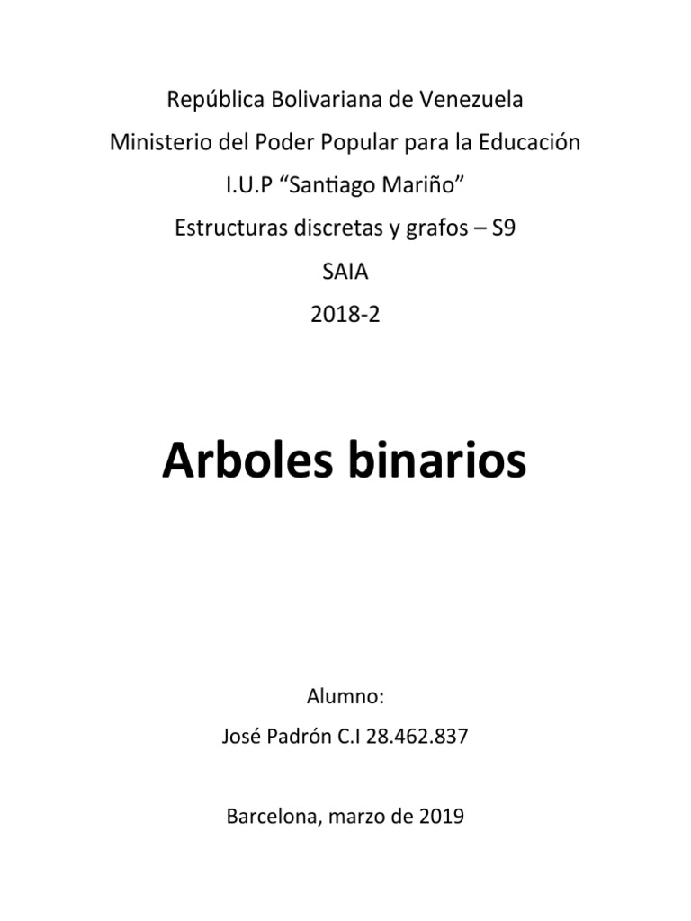 Arboles Binarios Pdf Datos De Computadora Algoritmos Y