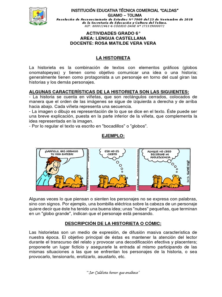 Actividad N°3 Grado Sexto | PDF | Cómics | Narrativa