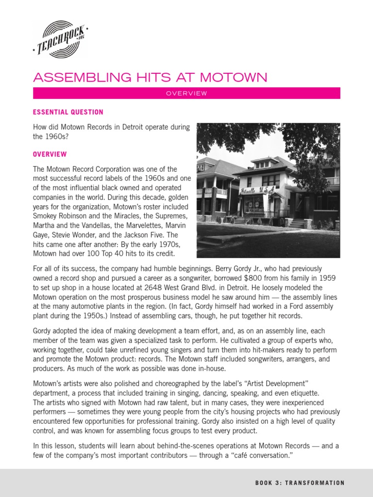 Motown's Assembly Line of Hits | PDF | Motown | African American Music