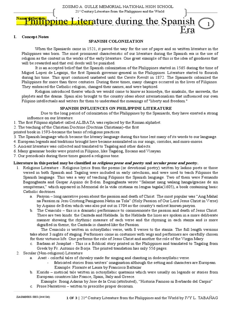 Spanish Influence on 21st Century Literature | PDF | Poetry | Philippines