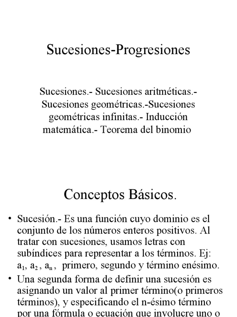 Sucesiones y Progresiones | PDF | Secuencia | Prueba matemática