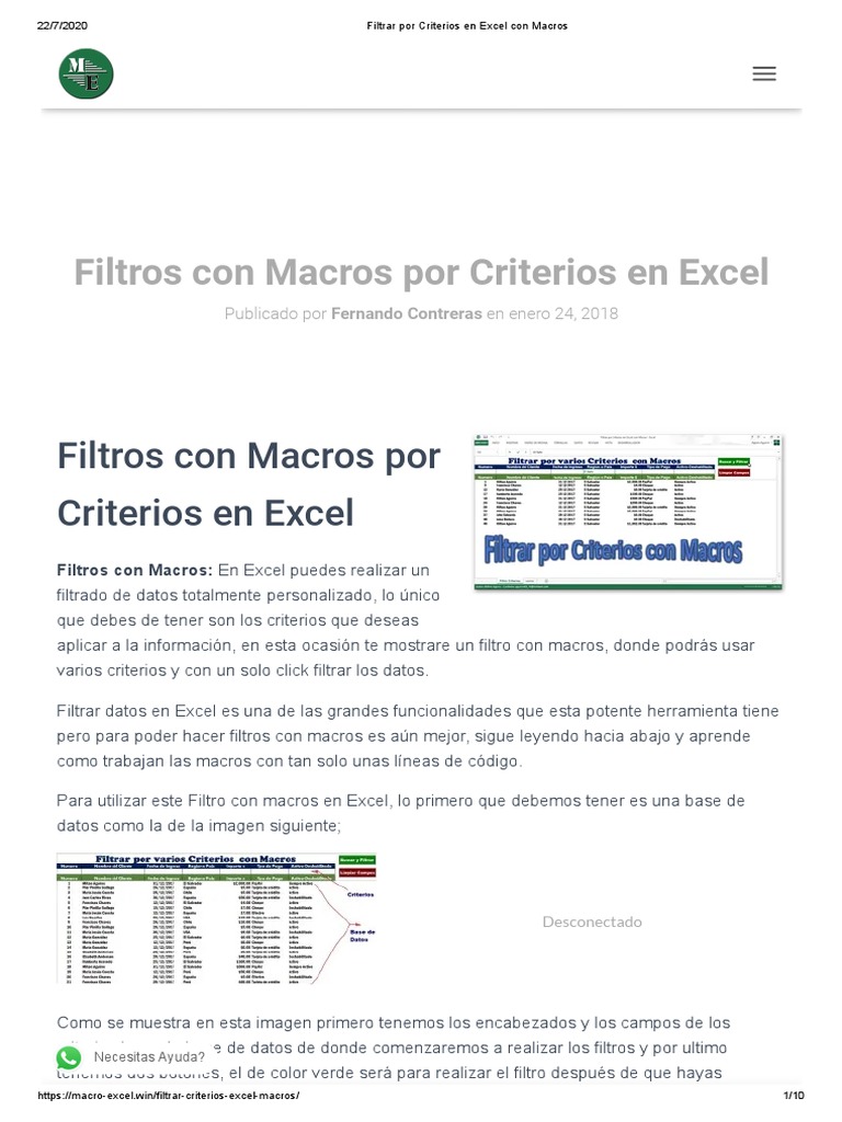 Filtrar Por Criterios en Excel Con Macros | PDF | Macro (informática) | Microsoft Excel