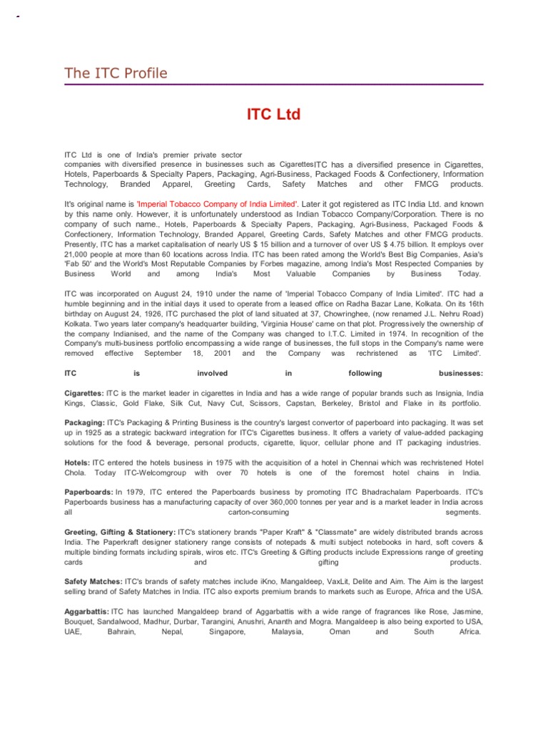 The ITC Profile | PDF | Business