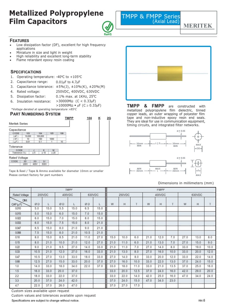 Metallized Polypropylene Film Capacitors: TMPP & FMPP | Download Free ...
