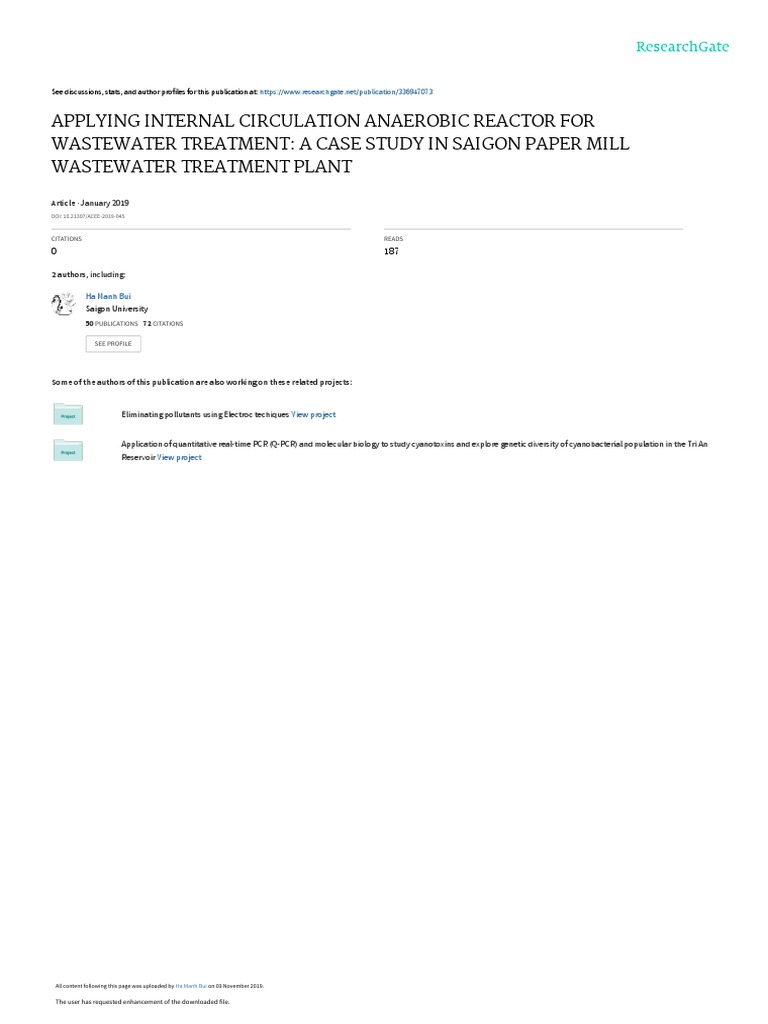 Applying Internal Circulation Anaerobic Reactor Fo | Download Free PDF ...