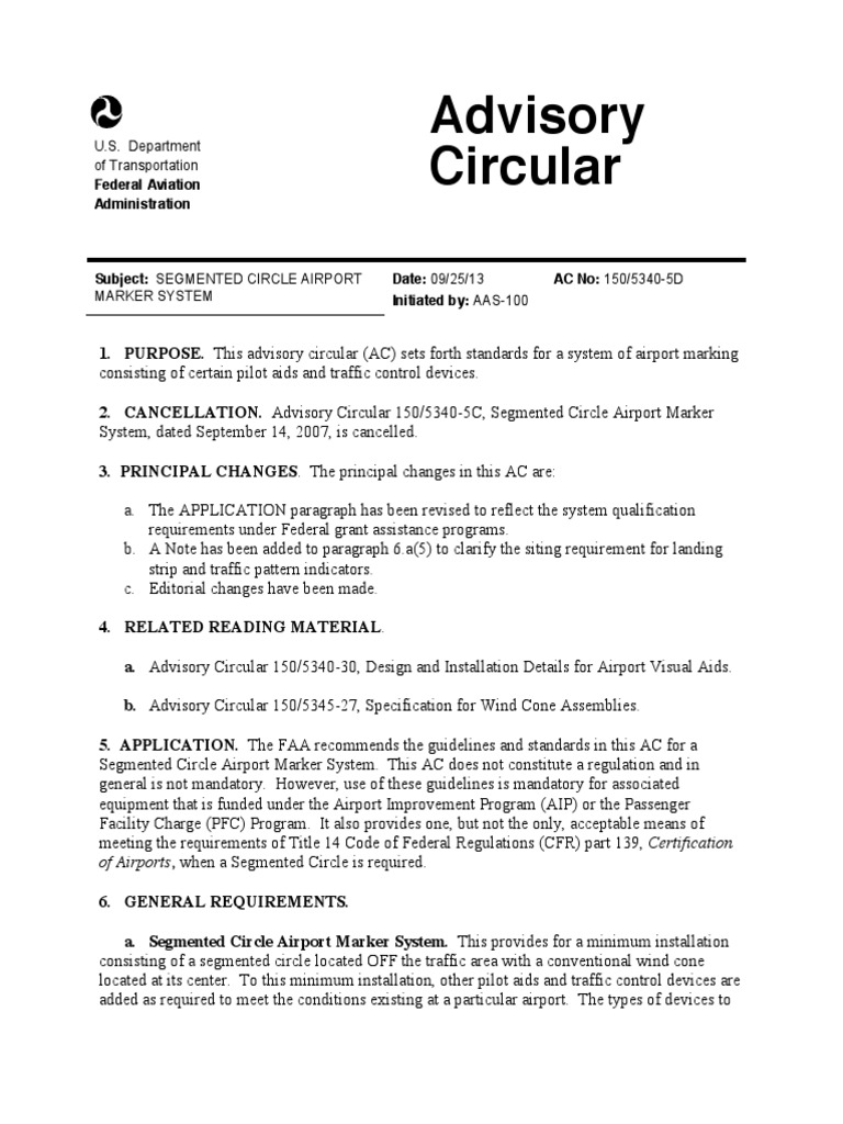 Advisory Circular: U.S. Department of Transportation | PDF | Runway ...
