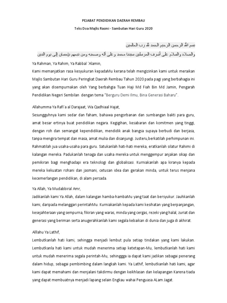 Doa Hari Guru PPDR 2020 | PDF