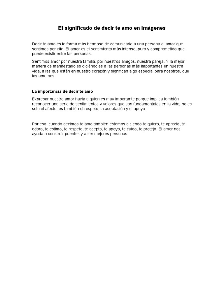 El Significado de Decir Te Amo en Imágenes | PDF