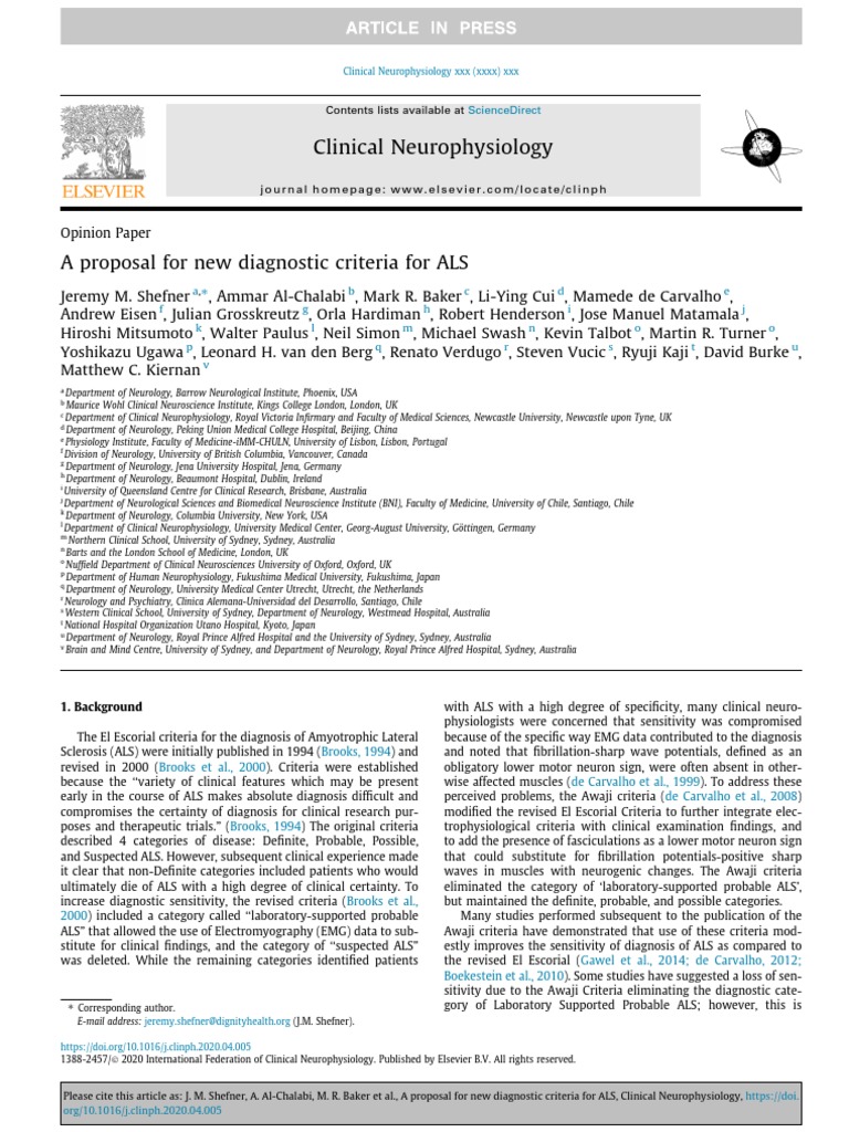 2020 - Shefner, AlChalabi Et Al - A Proposal For New Diagnostic ...