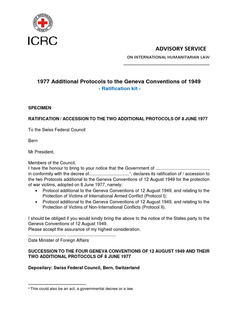 1977 Additional Protocols To The Geneva Conventions PDF | PDF | Geneva ...
