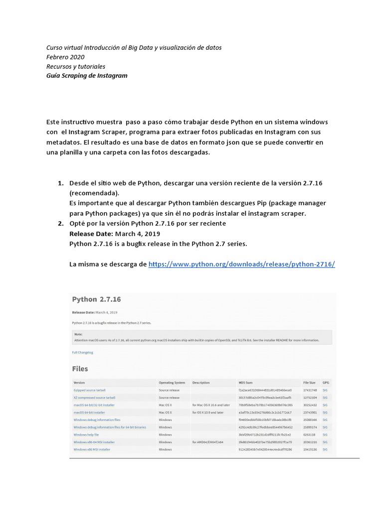 Guía de Scraping en Instagram con Python | PDF | Interfaz de línea de ...