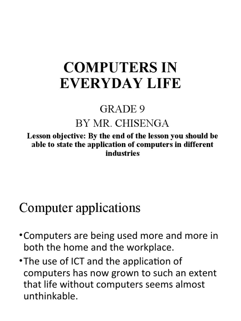 Computers in Everyday Life: Grade 9 by Mr. Chisenga | PDF | Automated ...