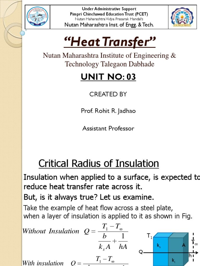 "Heat Transfer": Unit No: 03 | PDF | Thermal Insulation | Thermal ...