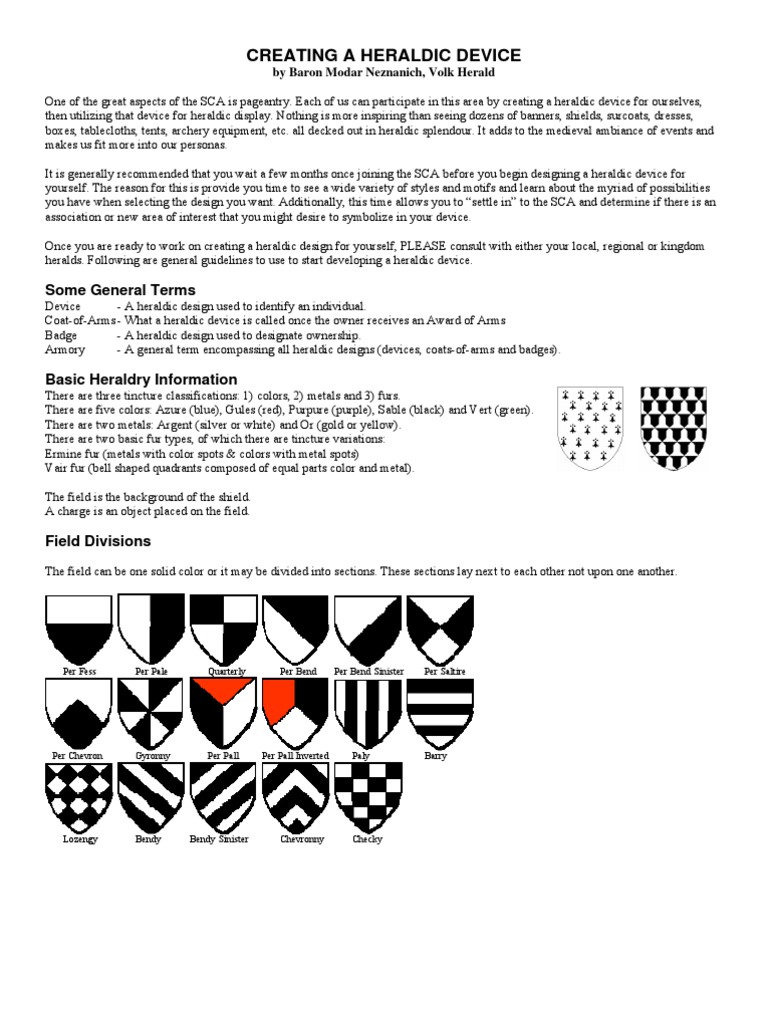 Creating A Heraldic Device: Some General Terms | PDF | Heraldry | Feudalism