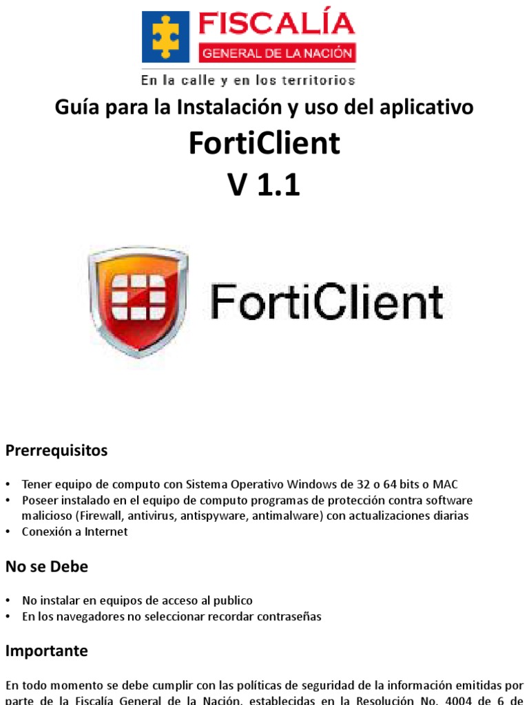 FORTICLIENT V 1.1 Guia de Descarga, Instalacion y Uso PDF | PDF ...